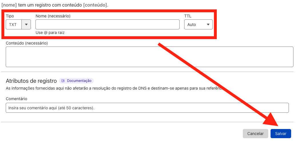 Como criar registro CNAME e TXT no DNS da Cloudflare